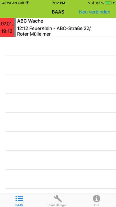 BosMon iPhone mit der BAAS App - Feuerwehr Apps